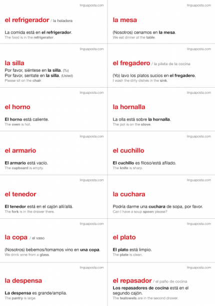 Spanish language labels for around the house | LinguaPosta